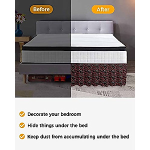 Valentine's Day Bed Skirt King Size 16 Inch Drop,Adjustable & Elastic Wrap Around Bed Skirts Pleated Luxury Dust Ruffles for Twin Full Queen Cal King Base Bed,English Characters Saying Love You Black