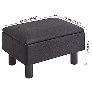 IBUYKE Storage Ottoman Footrest Stool with Linen Fabric, Rectangular, Flip Top Lid, Non-Slip Feet, Compact Design, Stylish and Functional, Black RF-BD220