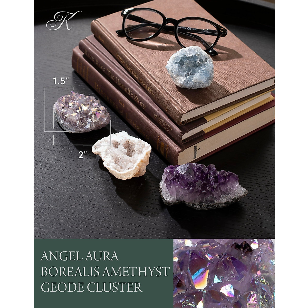 KALIFANO Angel Aura Amethyst Geode - Titanium Bonded High Energy Amatista Crystal - Natural Reiki Wicca Rock with Healing and Calming Effects (Family Owned and Operated)