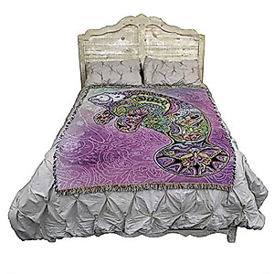 Pure Country Weavers Manatee Blanket - Animal Spirits Totem by Sue Coccia - Gift Tapestry Throw Woven from Cotton - Made in The USA (72x54)