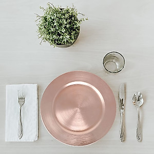 Ms Lovely Metallic Foil Charger Plates - Set of 6 - Made of Thick Plastic - Rose Gold