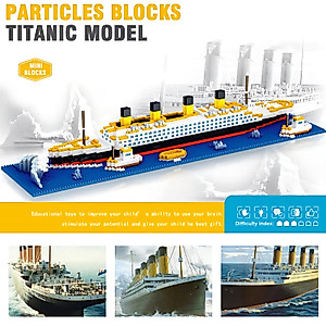 SEASUN Titanic Ship Micro Mini Building Blocks Set, 1860pcs 3D Titanic Model Building Set Micro Mini Blocks, DIY Bricks Toys Gift for Adults and Kids Age 14+