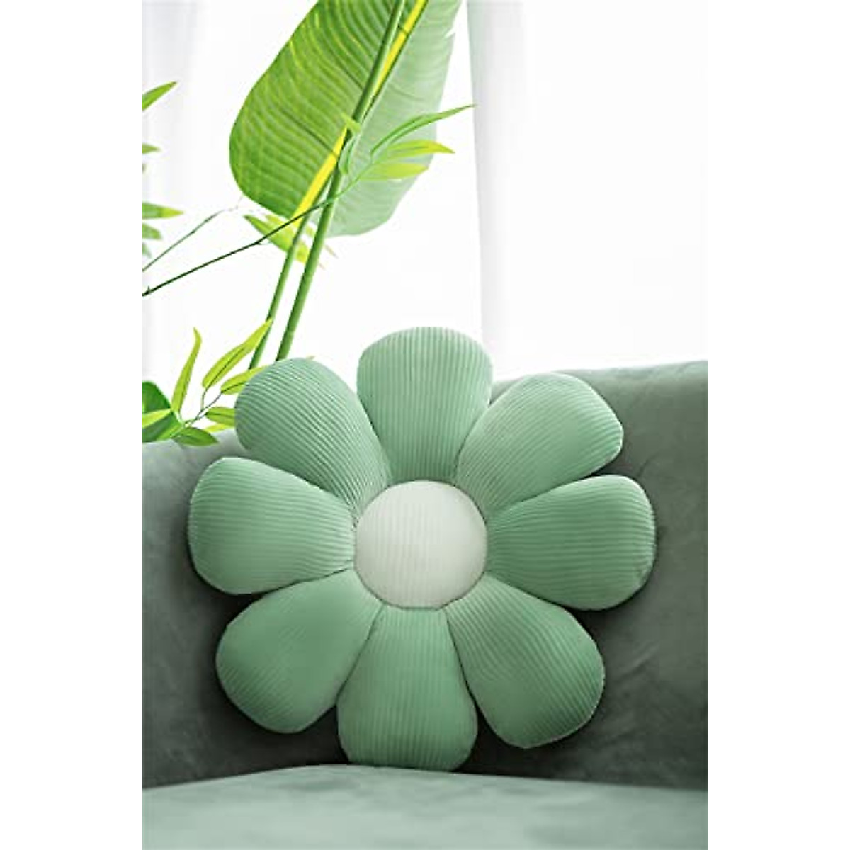 Cekilovs Flower Pillow,Flower Floor Pillow Flower Shaped Pillow Flower Cushion Flower Throw Pillow,Luxurious Bedroom Sofa Seating Cushion Plush Pillow(Green,15.7'')