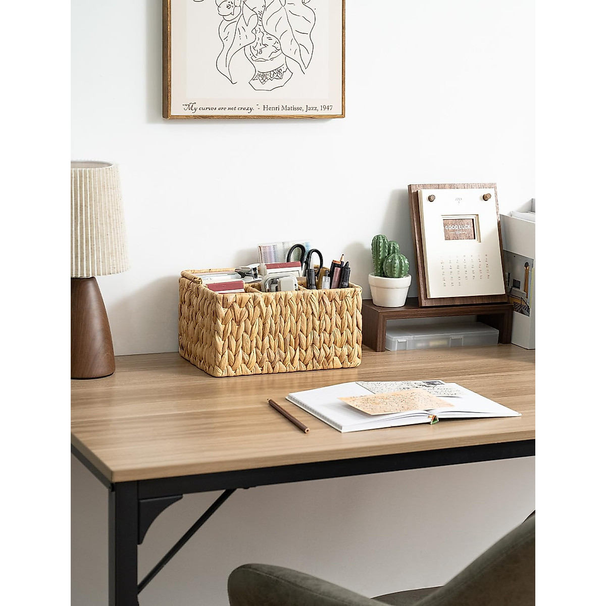 StorageWorks Wicker Flatware Organizer, Hand Woven Water Hyacinth Cutlery Holder for Countertop with Handle, 1 Pack