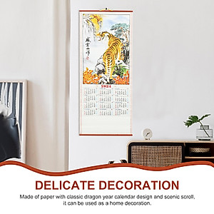Garneck 2024 Chinese Wall Scroll Calendar, Paper Calendar Year of the Dragon Wall Calendar Chinese New Year Calendar Reel Calendar Planner