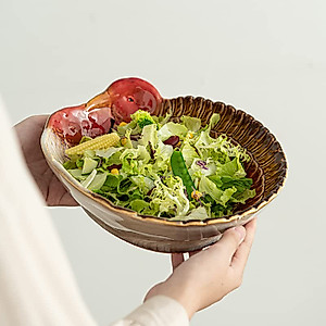 YINYUEDAO Turkey Style Ceramic Salad Bowl - Multifunctional Serving Bowl for Fruit, Ramen, Salad, Pasta, Soup, Popcorn - Ideal large bowl for Parties, Festivals, Events, etc.