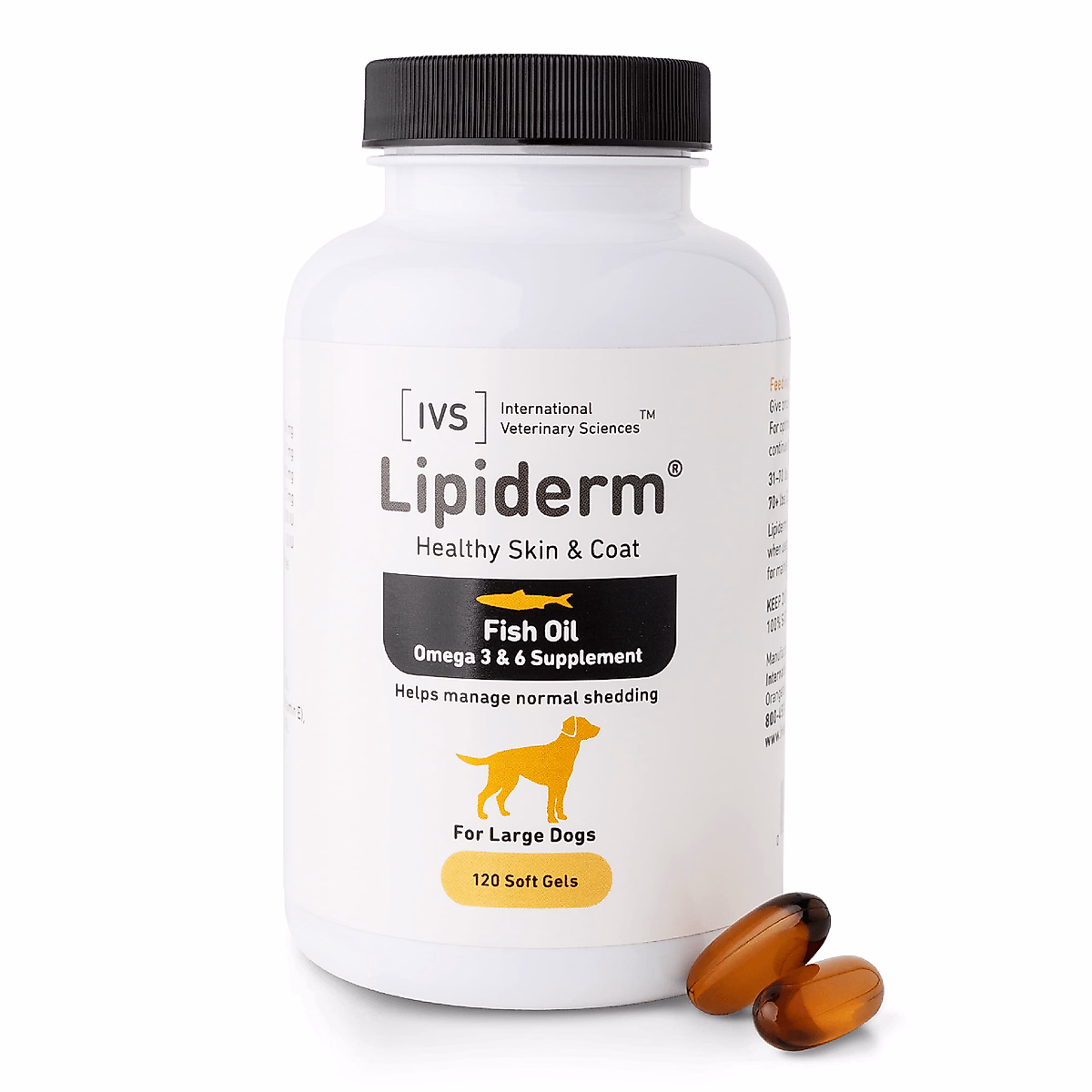 IVS New International Veterinary Sciences Lipiderm Skin and Coat Fish Oil Omega 3 and 6 Dietary Supplement Dogs, Made in The USA (Soft Chews, 90 Count)