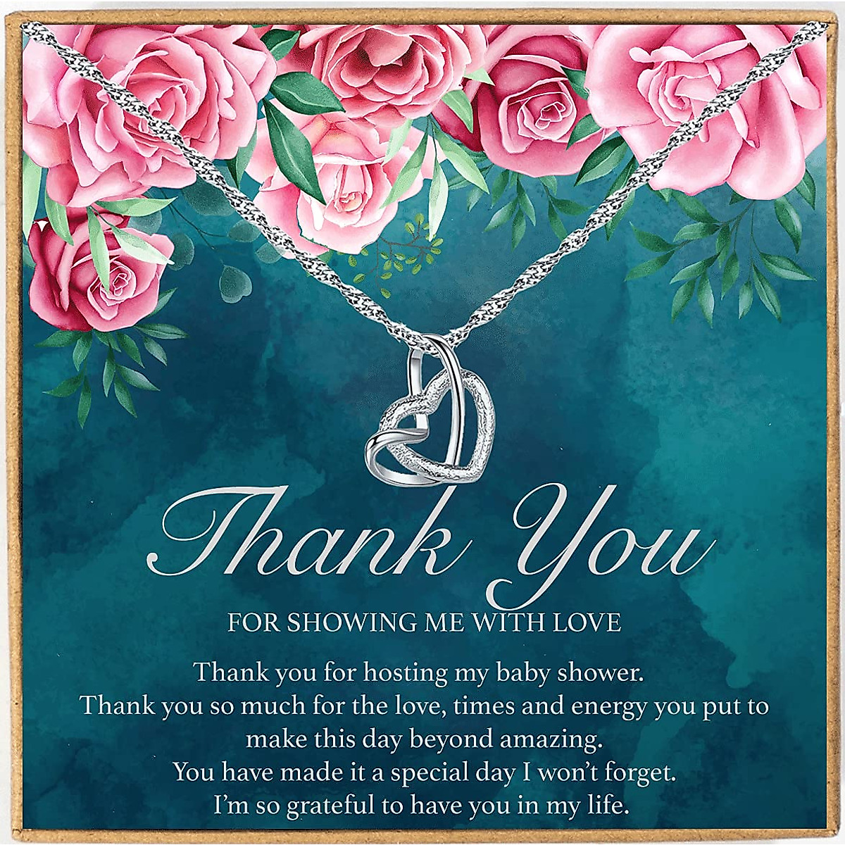 Babyshower Hostess Thank You Gifts for Babyshower Host Baby Shower Host Necklace Gift Thank You for Hosting My Baby Shower Gifts for Baby Shower Hostess Appreciation Gifts Thank You Card Appreciation