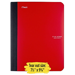 Five Star Composition Notebook, College Ruled Comp Book, Writing Journal, Lined Paper, Home School Supplies for College Students & K-12, 100 Sheets, 9-1/2" x 7-1/2", Black (72261)