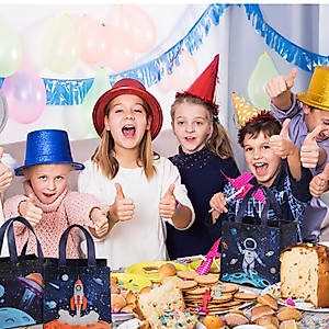 Windyun 48 Pcs Space Gift Bags Bulk Large Outer Space Party Favors Bags Non Woven Goodie Candy Treat Bag with Handles Planet Galaxy Tote Bags for Space Theme Birthday Baby Shower Party Supplies