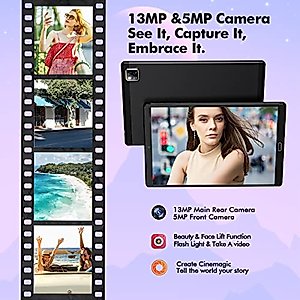 ANTEMPER Tablet 10 Inch 2 in 1 Tablet with Keyboard 4GB RAM 64GB ROM 128GB Expansion, 13MP Camera, 5G WiFi, Bluetooth Mouse, Stylus, HD Display, 6000 mAh Battery, OTG, (Black)