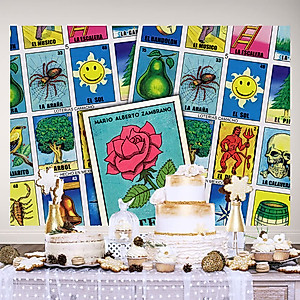 Ticuenicoa 7×5ft Mexico Loteria Card Backdrop Mexican Theme Party Lotería Cards Photography Backdrop for Adult Portrait Kids Birthday Party Supplies Fiesta Decorations Room Wall Decor Photoshoot