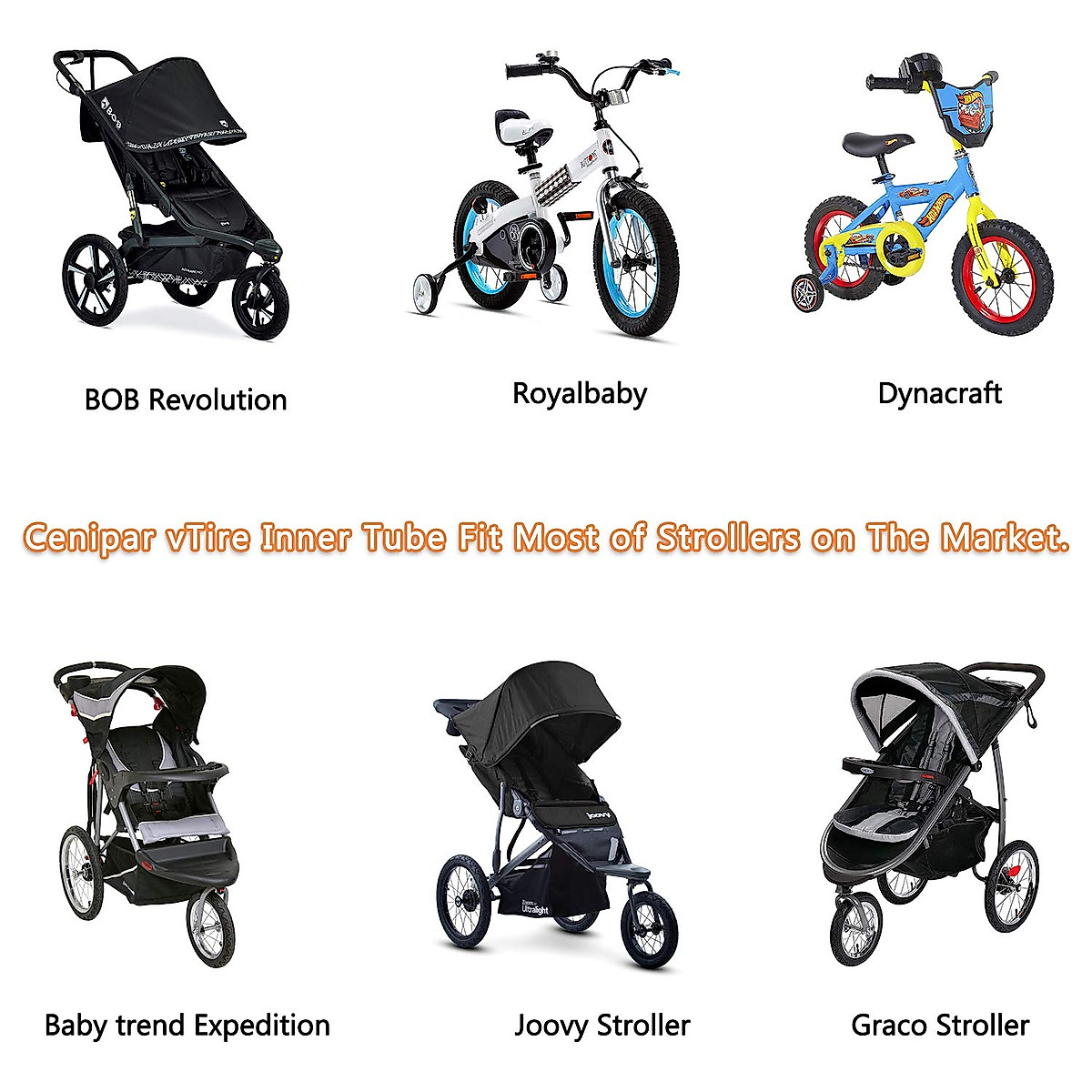 Cenipar 12.5x1.75/2.15'' Inner Tire Tubes,Premium Explosion Proof Front Wheel Replacement Tire Inner Tubes for All BOB Revolution, Royalbaby, and More Strollers, Pack of Two