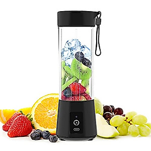 Portable Blender, Blender for Shakes and Smoothies, Personal Blender, Mini Shakes Juicer Cup 380ml USB Rechargeable with 6 Stainless Steel Blades for Kitchen,Sport and Travel, Black