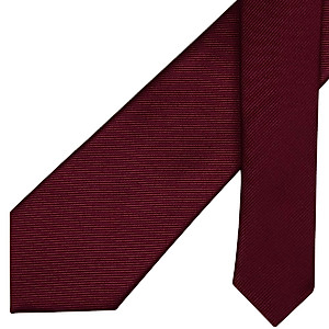 GUSLESON 6cm Burgundy Slim Necktie for Men Wine Red Solid Skinny Tie (0973-11)