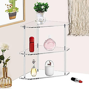 Tasybox Corner Shelf 2 Tier Bathroom Counter Organizer Acrylic Countertop Corner Shelves for Bathroom Kitchen Office Vanity Makeup Spice