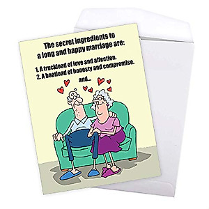 NobleWorks Jumbo Funny Anniversary Greeting Card 8.5 x 11 Inch with Envelope (1 Pack) Large Jumbo Couple, Husband, Wife, Parents Anniversary Congratulations Marriage Secrets J9780