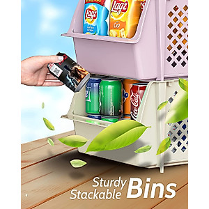 Skywin Stackable Storage Bins for Pantry - 8 Pack Stackable Bins For Organizing Food, Kitchen, and Bathroom Essentials (Multi)