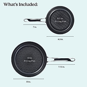 Anolon X SearTech Aluminum Nonstick Cookware Frying Pan Set, 2-Piece, Super Dark Gray