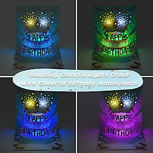 VIVIKEN Musical Birthday Cards, 3D Pop Up LIGHT Blowable Cake Happy Birthday Cards with Music and Cheers Sound, Funny Popup Greeting Card Birthday Gifts for Kids, Women, Men, Daughter, Mom