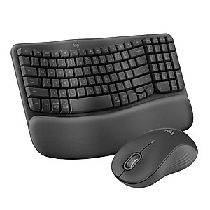 Logitech Wave Keys MK670 Combo, Wireless Ergonomic Keyboard with Signature M550 L Wireless Mouse, Comfortable Natural Typing, Bluetooth, Logi Bolt, for Multi-OS, Windows/Mac - Graphite