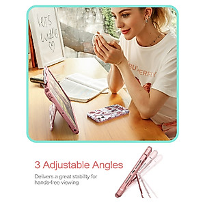 SURITCH for iPad 9th/8th/7th Generation Case 10.2-inch, Built in Screen Protector Pencil Holder Shockproof Rugged Full Body Protection Case with Kickstand for iPad 2021/2020/2019 - Rose Marble