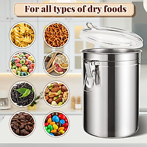 Lallisa 6 Pcs Stainless Steel Canisters 62 oz Stainless Steel Containers with Lids Food Storage Container with Airtight Clamp Lid Coffee Containers for Tea Sugar Coffee Flour Kitchen Counters