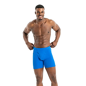 Gildan Men's Underwear Covered Waistband Boxer Briefs, Multipack, Mixed Royal (5-Pack), Medium