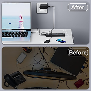 ONFINIO USB Hub 3.0 Powered, 6 Ports USB Hub Splitter (4 High Speed Data Transfer Ports + 2 Smart Charging Ports) with Individual On/Off Switches and 48W Power Adapter for Mac Pro/Mini, PC, HDD, Disk