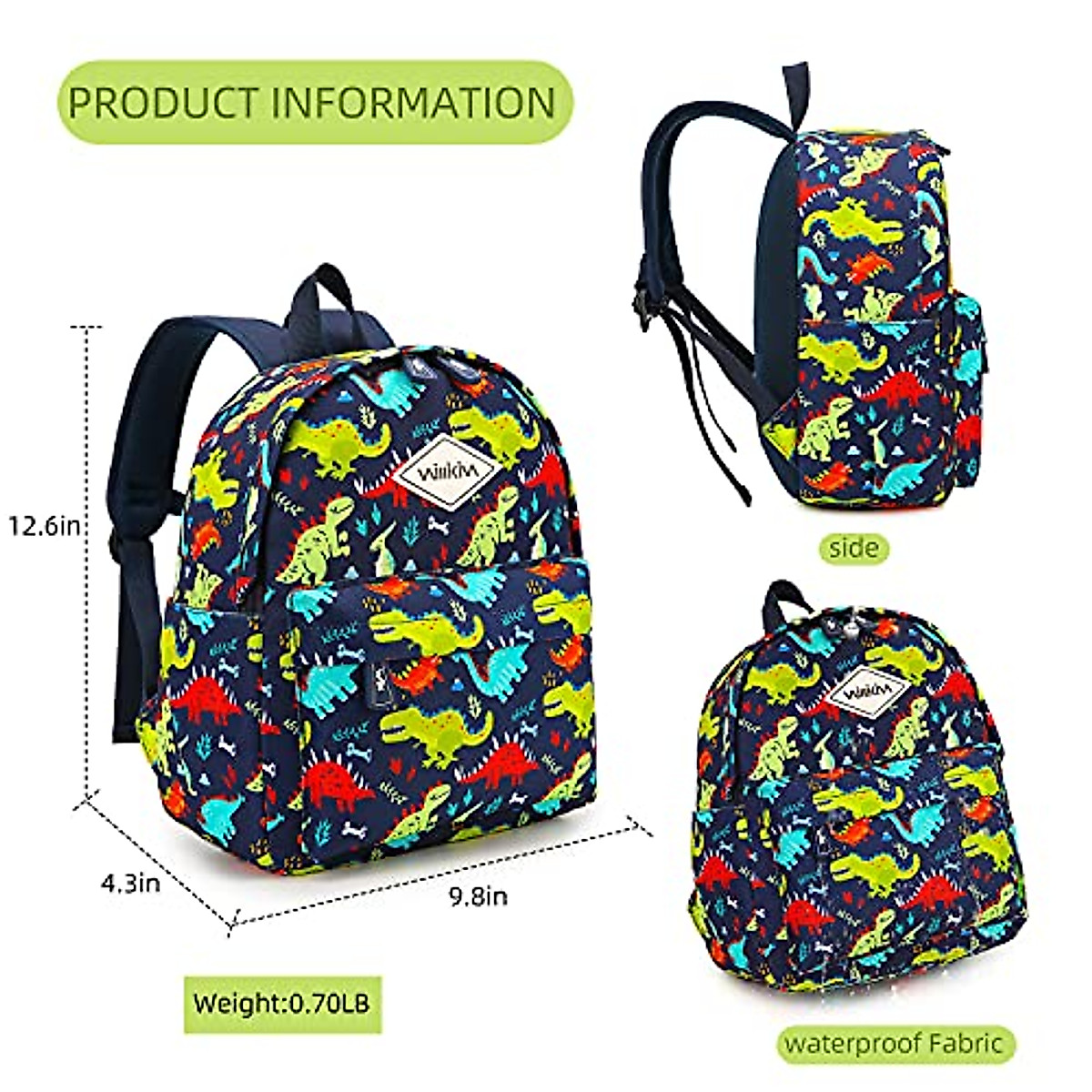 willikiva Cute Dinosaur Toddler Backpack for Boys and Girls Kids Children Preschool Bag Waterproof(Big Dinosaur)