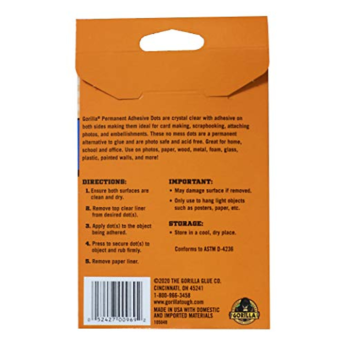 Gorilla Permanent Adhesive Dots, Double-Sided, 150 Pieces, 0.5" Diameter, Clear, (Pack of 3)