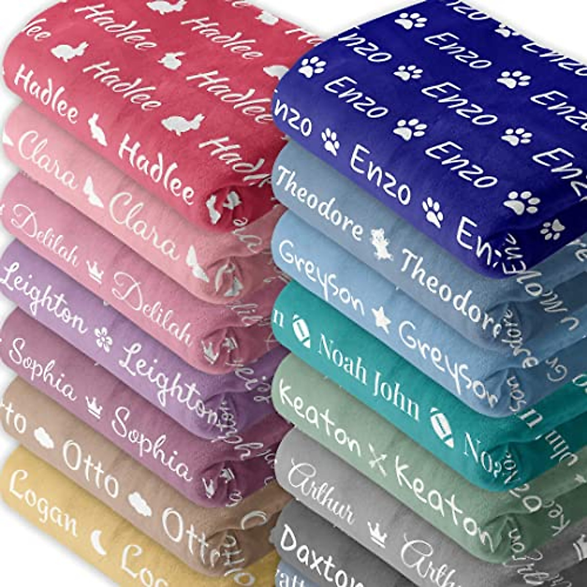 Happy Vibes Mall Personalized Baby Blankets for Girls and Boys with Name and Custom Icon - Personalized Baby Gifts for Infants, Toddlers, Minky Baby Blankets for Kids