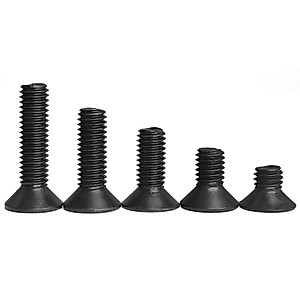 M6 x 8mm 12mm 16mm 20mm 25mm Flat Head Socket Cap Screws Countersunk Bolts, 10.9 Grade Alloy Steel, Black Oxide Finish, Fully Threaded, Metric Allen Hex Drive, Assortment Kit 50PCS