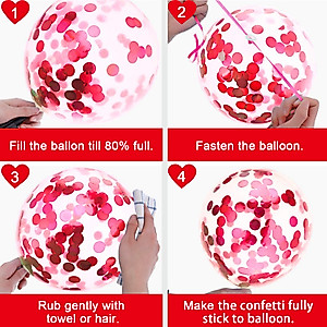 50PCS 12 Inches Latex Balloons Confetti Balloons Set - Red & Pink & White Balloons Helium Balloons for Valentines Day Bridal Shower Wedding Party Decorations Supplies