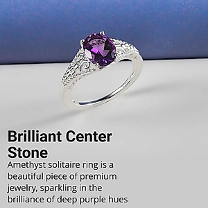 Shop LC Purple Amethyst Ring for Women 925 Sterling Silver Vintage Healing Crystal Jewelry Gifts for Women Ct 1.4 Size 10 Birthday Gifts