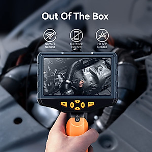 Triple Lens Endoscope Camera, Teslong Industrial Borescope Inspection Camera with Light, 16.5ft Flexible Automotive Scope Camera Snake Probe, Home Waterproof Fiber Optic Bore Cam for Sewer(5" IPS LCD)