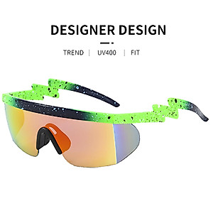 Tongcloud 3 Pair Unisex Retro Neon Retro Semi Rimless Sunglasses 80s 90s Zigzag Sunglasses Lens Rainbow Sunglasses Sport Semi Rimless Sunglasses for Men Women (Cool Color)