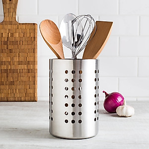 Stainless Steel Dotted Design - Cutlery, Cooking Utensils and Gadgets, Caddy Spoon Holder Silver Color Size 5 Inch