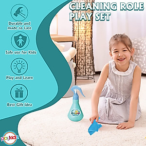 Playkidiz Kids Cleaning Set for Toddlers, Toy Broom & Mop Cleaning Accessory Set, Pretend Play Toys for Boys & Girls Ages 3+