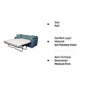 DynastyMattress 4-inch Cool Gel Memory Foam Mattress Sleeper for Convertible Folding Sofa & Couch Beds Full Size Sofa Not Included (USA Made)