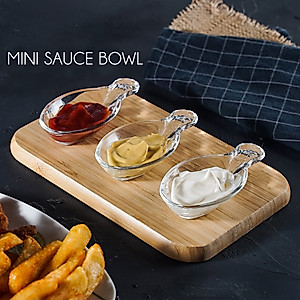 Crystalia Boutique Leaf Shape Glass Bowls Set for Kitchen Prep, Small Pinch Bowls, Clear Glass Cooking and Serving Bowls for Fruit, Sauce, Dipping and Candy Dishes, Mini Decorative Serveware Set of 6