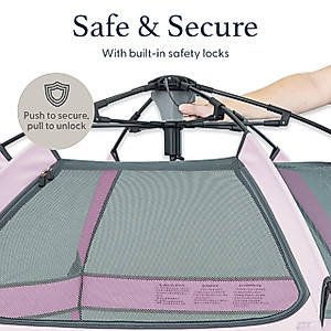 POP 'N GO PLAYPEN - Indoor & Outdoor Baby Playpen for Babies and Toddlers - Baby Beach Tent, Foldable, Portable W/Canopy, Travel Bag, & Mosquito Net - Pop Up Pack and Play Tent (Soft Pink)