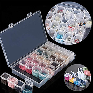 OUNUODASI Diamond Painting Storage Accessories - 3 Pack 28 Grids Diamond Dotz Art Storage Box, Bead Organizers and Storage Containers Tools for Crystals, Stones, Charms, Jewelry