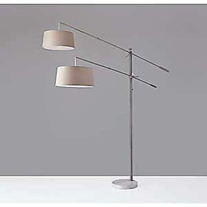 Adesso 5275-22 Manhattan Two-Arm Arc Lamp, 78-102 in., 2 x 150W Incandescent/ 13W CFL, Brushed Steel, 1 Floor Lamp