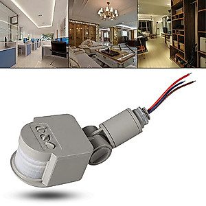 Motion Sensor Detector Switch, 90~250V 180 Degree Wall Mount Infrared PIR Motion Sensor Detector Infrared Switch for Outdoor Indoor (Gray)