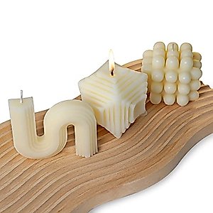 3 Pcs Scented Candle Bubble Candle Scented Candles Art Decorative Handmade for Home Decoration,Spa,Yoga,Wedding,Birthday,Christmas Gift (U-Shaped&Geometric&Bubble Cube)