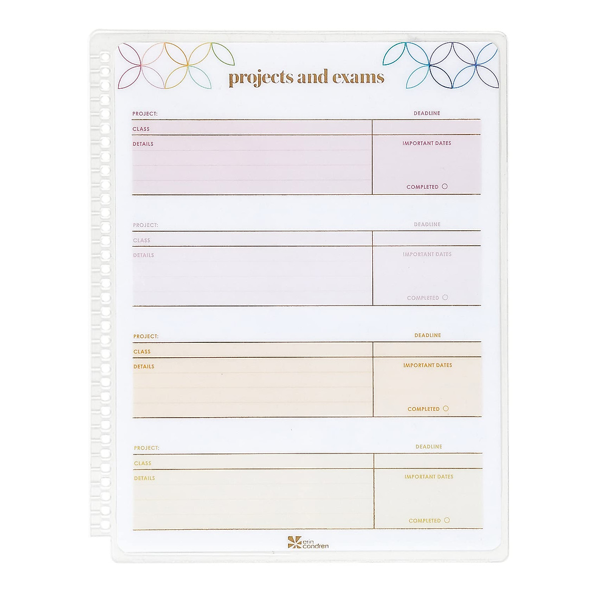 7" x 9" Snap-in Dashboard for Projects & Exams. Two-Sided Wet Erase Surface. Gold Metallic Accents. Fits Spiral Notebooks 7" x 9" or Larger by Erin Condren.