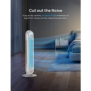 Dreo Nomad One Tower Fan Home Bedroom Fan - Quiet Cooling Fans to Circulate Air for Entire Room, Adjustable, Energy-Efficient, Portable