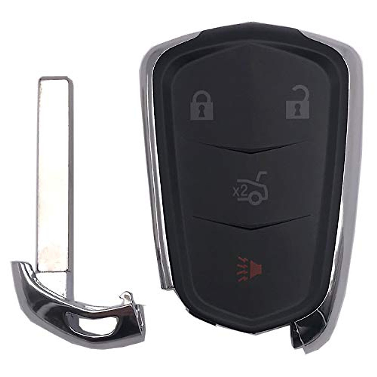 Smart Key Fob Case Shell Fit for 2015-2019 Cadillac Escalade CTS SRX XT5 ATS STS CT6 4 Buttons Keyless Entry Remote Control Car Key Fob Cover Casing Replacement (Black)