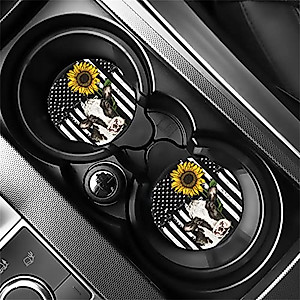 UZZUHI Sunflower Cow Print Car Coasters for Women Cup Holders Drinks 2.8" Polyester Cup Coaster Soft Car Cup Pad Mat for Car Living Room Kitchen Office to Protect Car and Furniture,Aqua Cartoon Waves